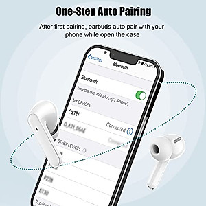 OGNILLE Wireless Earbuds Bluetooth 5.2 LED Power Display Headphones Touch Control Light-Weight ENC with USB Charging Case, Built-in Mic, 30hr Battery Earphones, Waterproof for Sport, White