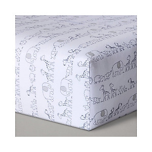 Fitted Crib Sheet Two by Two Animals- Cloud Island - Gray