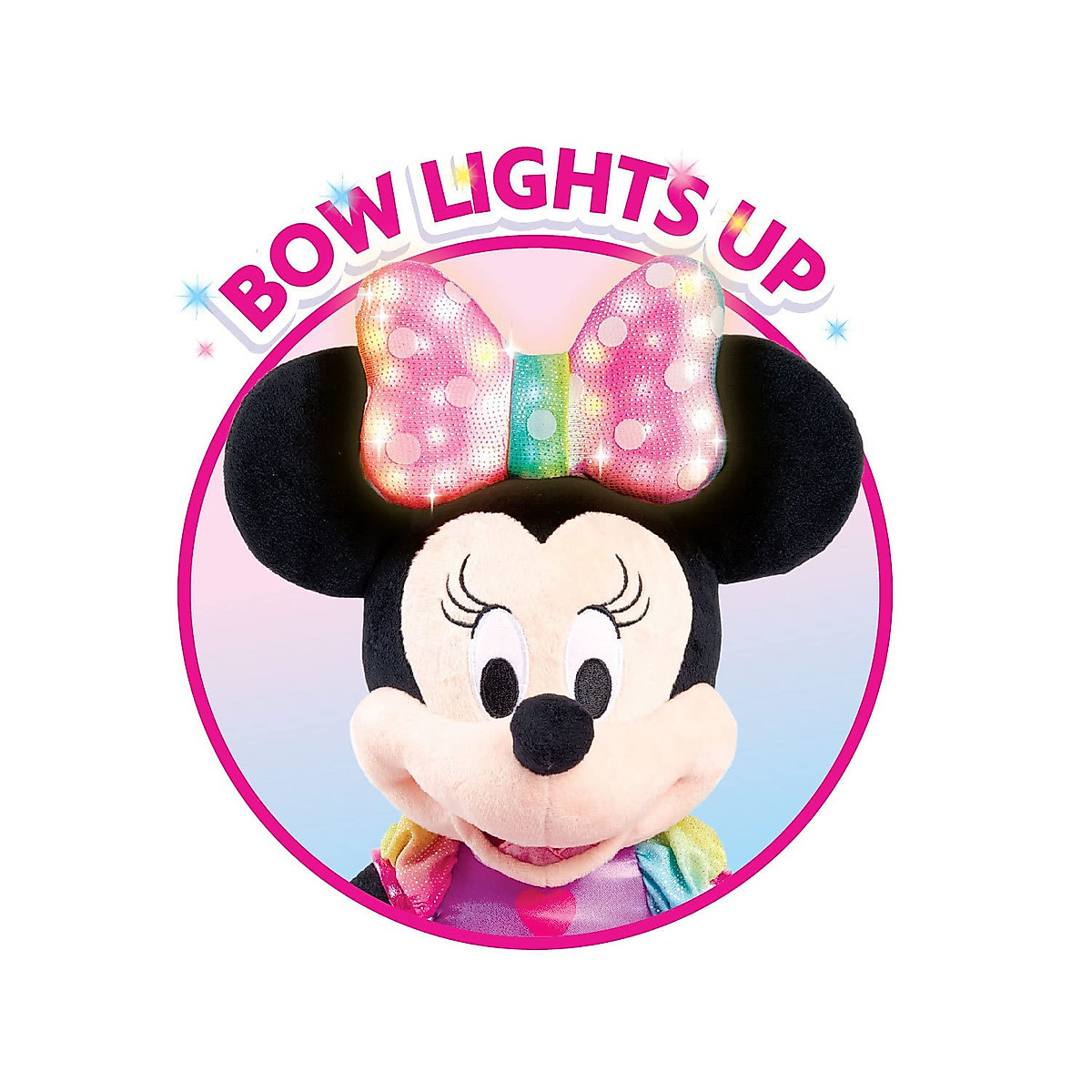 Disney Junior Minnie Mouse Bows-A-Glow Music and Lights Feature Plush Stuffed Animal, Kids Toys for Ages 3 Up, Amazon Exclusive by Just Play