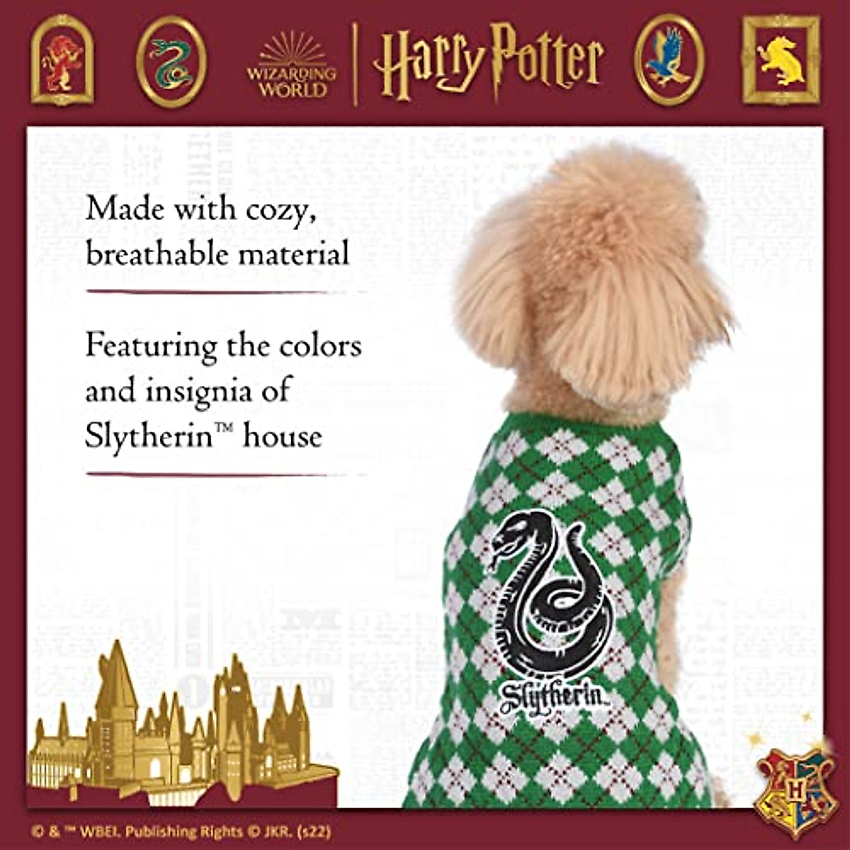 Harry Potter: Slytherin Pet Sweater - Size Small | Harry Potter Costumes for Dogs| Harry Potter Dog Apparel & Accessories for Hogwarts Houses, Slytherin Green