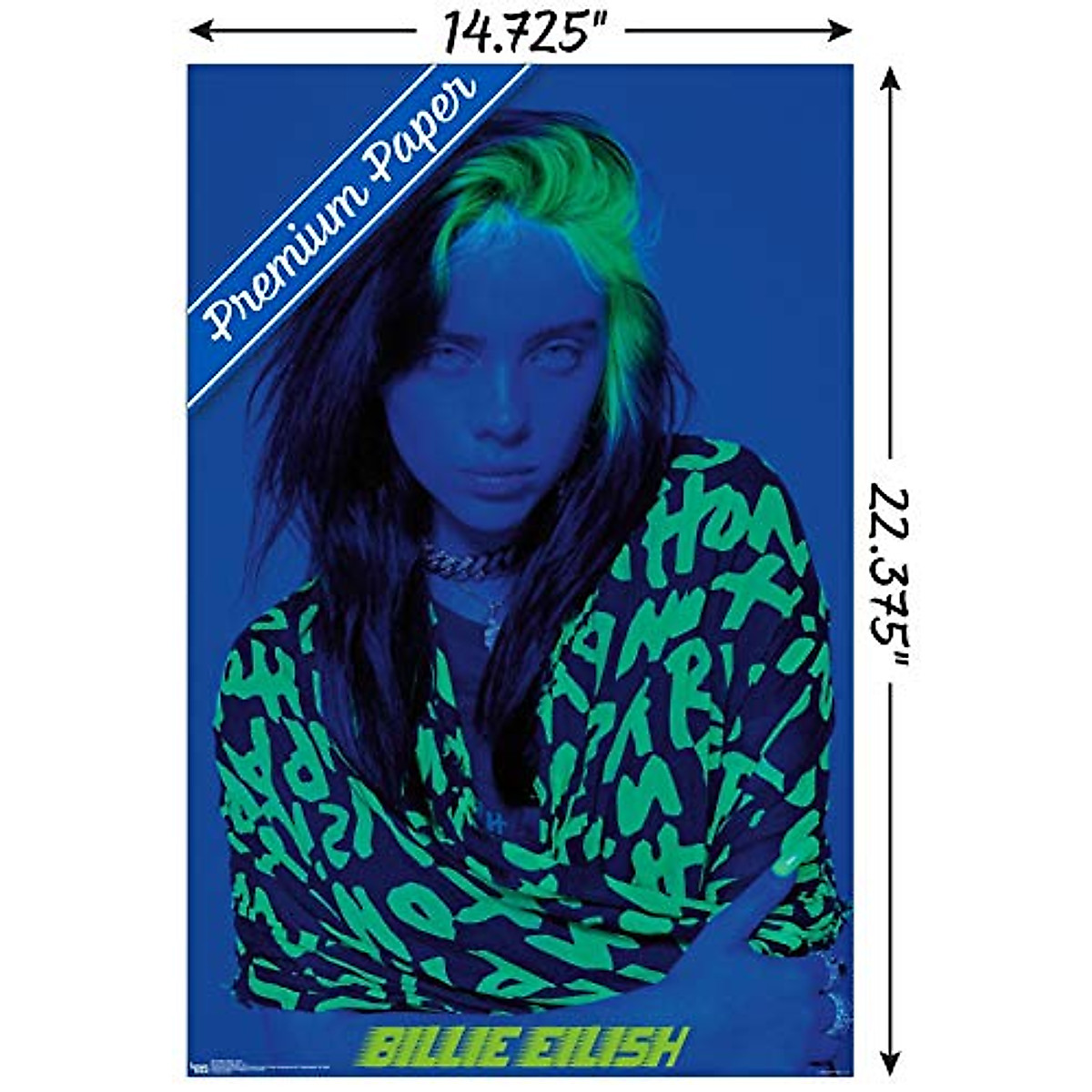 Trends International Billie Eilish - Blue Wall Poster, 14.725" x 22.375", Premium Unframed Version