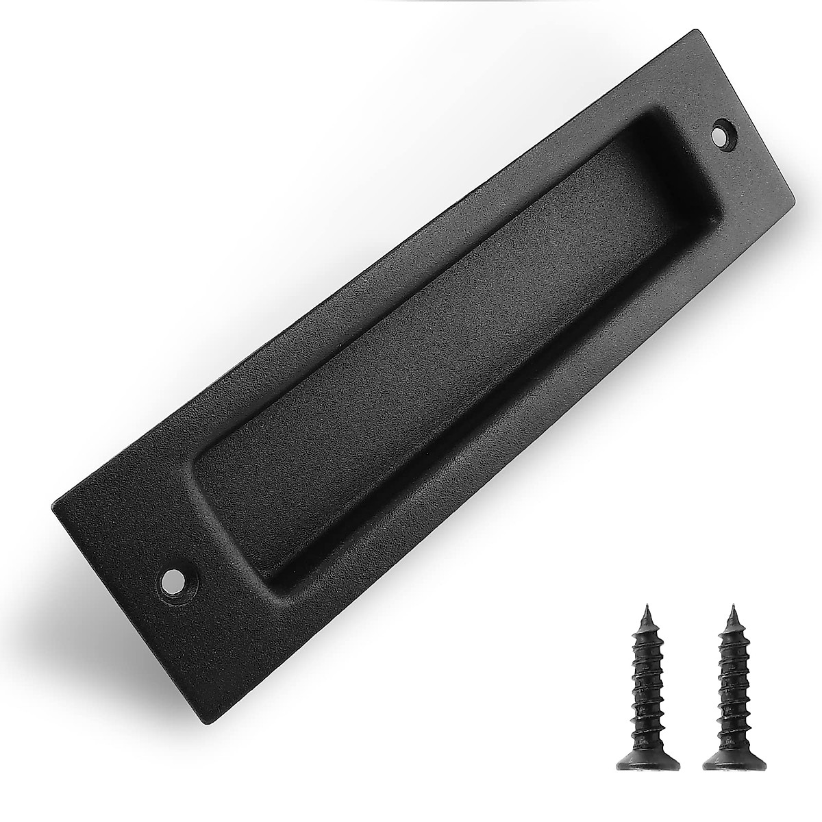 Auvotuis 8 Inch Sliding Barn Door Handle Black Modern Finger Slotted Pull Handle Heavy-Duty for Cabinets, Closet, Drawers, Gate