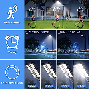 1200W Solar Street Lights Outdoor Waterproof with Remote Control, 1170 LEDS 6500K Solar Parking Lot Lights Dusk to Dawn, Waterproof IP65 Solar Street Light with Motion Sensor for Yard, Garage PACK