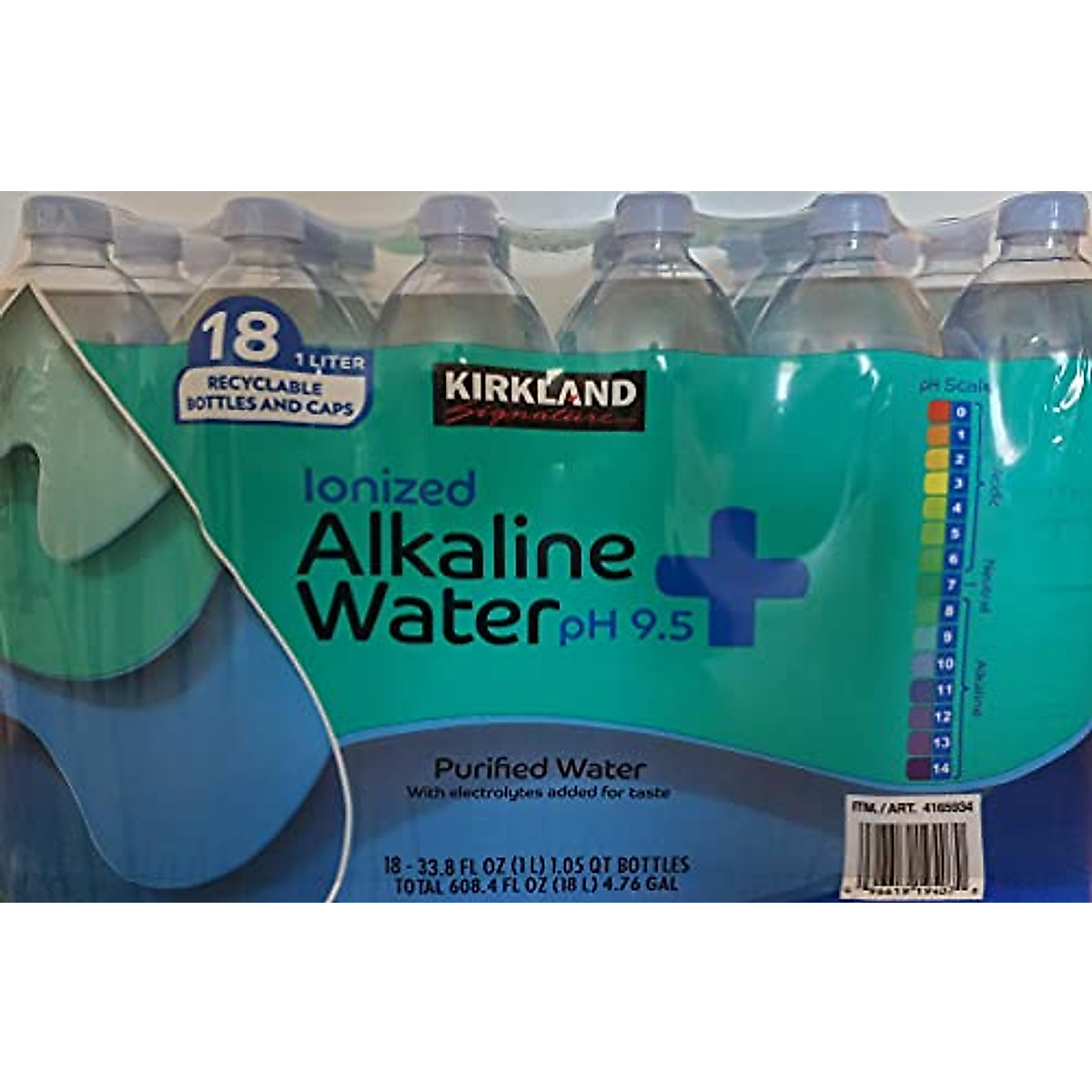 KIRKLAND SIGNATURE Alkaline Water, 33.8 Fl Oz (Pack of 18)