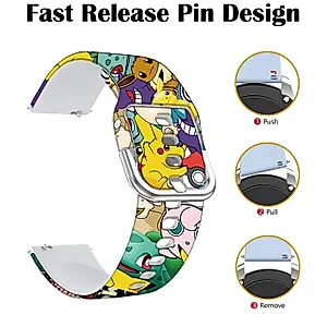 Hepsun Pikcu Dinosaur Bands Compatible with Samsung Galaxy Watch 4 40/44mm/Galaxy Watch 42mm/Watch 3 41mm/Active 2/Gear S2 Classic/Sport/Garmin Vivoactive 3 20mm Soft Silicone Kawaii Cute Strap Kids