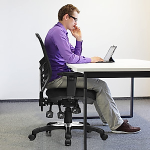 COSTWAY Mesh Office Chair, Mid Back Swivel Executive Task Chair with Height-Adjustable Armrests, Lumbar Support and Rocking Backrest, Ergonomic Breathable Computer Desk Chair for Home Office (Black)