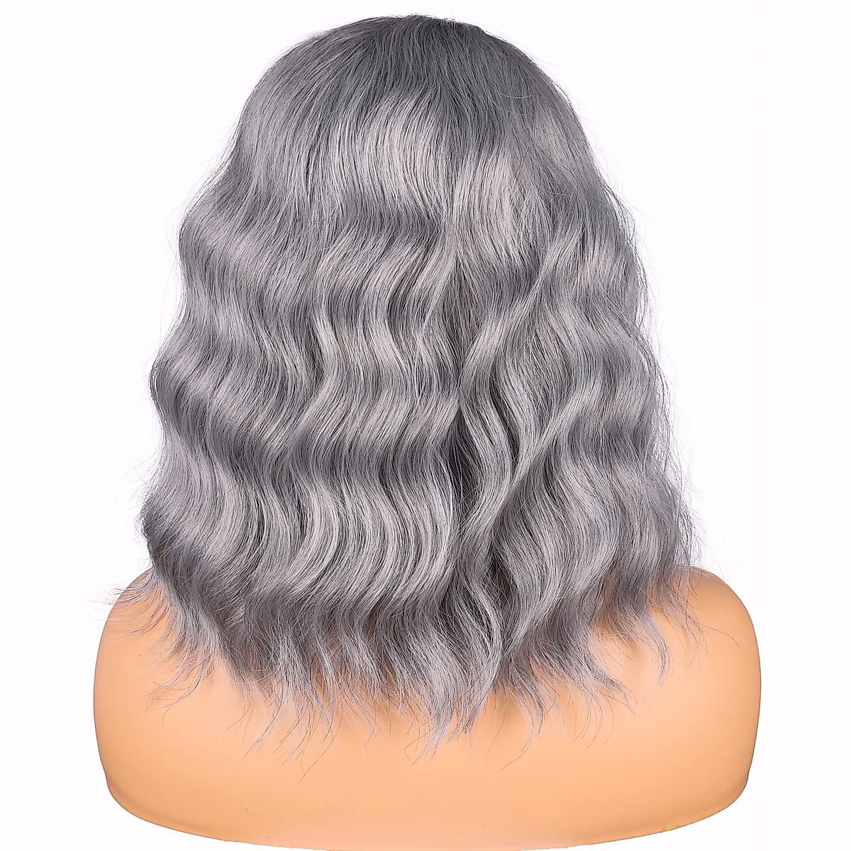 SYMEIW Silver Grey Wavy Headband Wig For Black Women Curly Half Wigs With Headband Attached Synthetic Wrap Wigs Turban Wigs For Women(Gray)…