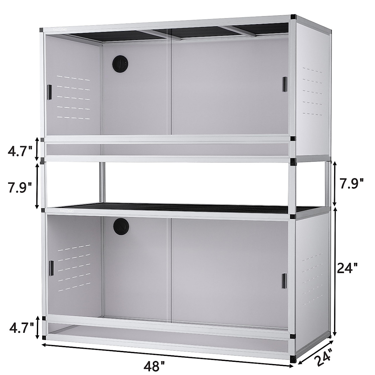 PVC Reptile Enclosure 48 * 24 * 24" Space Efficient Large Reptile Terrarium Habitat 120 Gallon for Bearded Dragon Gecko Lizard Snake, Wide Vivarium with Sliding Doors Lock (2pcs-White Panels)