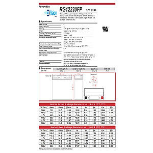 Raion Power 12V 22Ah Replacement AGM Battery for Truck PAC ES1240 Replacement Battery for ES8000-2 Pack