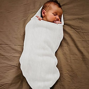 Swaddle Blanket - Baby Essentials | Baptism Christening Dedication Receiving Blankets Baby Wrap for Infant Newborns - Newborn Essentials Must Haves - 100% Viscose Shawls, 80 x 110 cm - White