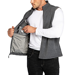 33,000ft Men's Fleece Vest, Lightweight Warm Zip Up Polar Vests Outerwear with Zipper Pockets, Sleeveless Jacket for Winter