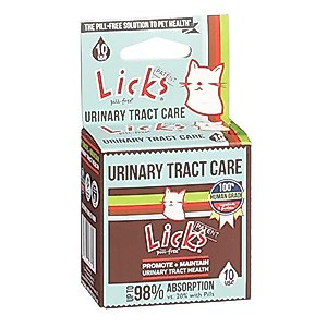 Licks Pill-Free Cat Urinary Tract Care - Cat UTI Care and Prevention Gel Packets - Urinary Tract Infection Supplement for Cats - Omega 3 Fish Oil and L-Lysine Supplement - Gel Packets - 10 Use