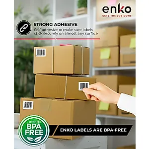 enKo Direct Thermal Labels 2-1/4 x 1-1/4 inches (12 Rolls, 12,000 Labels) Perforated Thermal Stickers for Address Mailing, Barcode, FBA Stickers, FNSKU Labels for Zebra, Rollo, Eltron Printer