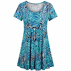 Tencole Womens Blouses and Tops Dressy Summer Tunic Tops Round Neck Cyan
