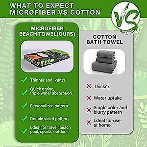 QQP Microfiber Kids Beach Towels & Pouch,60"x30"Lightweight Sand Free Quick Dry Beach Towels for Kids,Personalized Cute Double Sided Patterns Travel Towels for Boys & Girls（Dinosaur）