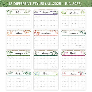 Wall Calendar 2023-2024 - 2 Yearly Wall Calendar 2023-2024, JULY 2023 - JUNE 2025, 14.8'' x 11.5'', Twin-Wire Binding, Large Blocks with Julian Dates, Perfect for Planning and Organizing Your Home and Office