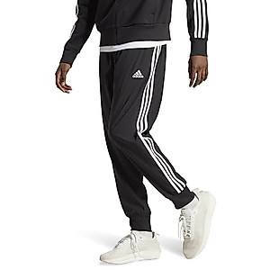 adidas Men's AEROREADY Essentials Woven 3-Stripes Cuffed Pants Black/White Medium