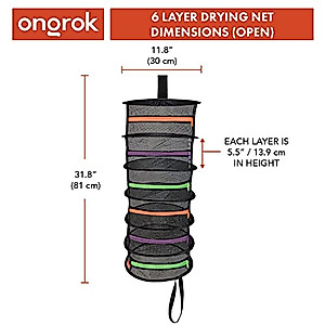 ONGROK Mesh Drying Rack, 6 Tier, Set of 2, Hanging Herb Drying Net, Plant Dryer Tent