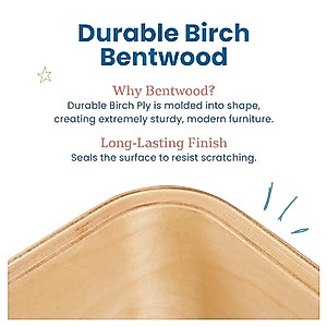 ECR4Kids Bentwood Round Table and Curved Back Chair Set, Kids Furniture, Natural, 5-Piece