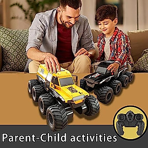 1：12 Scale 8WD Amphibious RC Truck, 2.4G Offroad Waterproof Large Remote Contorl Car for Boys 4-12 , All Terrain RC Car Toys For 7 8 9 10 11 12 Year Old Boys/Girls 4+, Gift Birthday Chirstams-Black