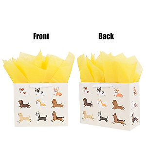 ysmile Dog Gift Bag with Wrapping Tissue for Men Women 12.6"