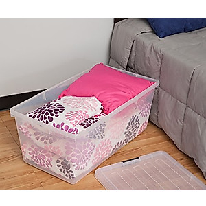 IRIS USA 91 Quart Buckle Down Storage Box, 4 Pack, Clear (585395)