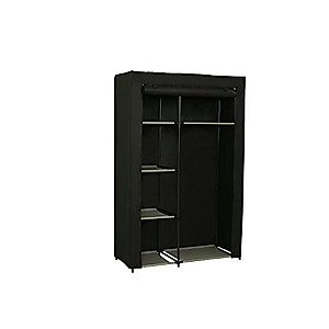 JEROAL Closet Wardrobe Portable Clothes Storage Organizer with Multi-Tier Shelves and Dustproof Non-Woven Fabric Cover, 41.73x17.72x65.35 in(WxDxH) (Black)