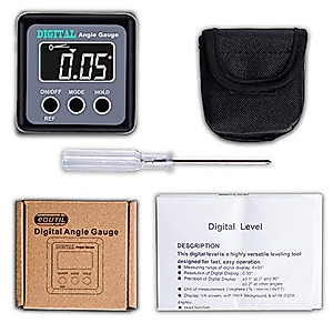 Digital Angle Gauge, eOUTIL Angle Finder Mini Digital Level Protractor Inclinometer with V-Groove Magnetic Base - Cube Level Box for Woodworking, Table Saw, Construction, Machinery, Masonry (Grey)