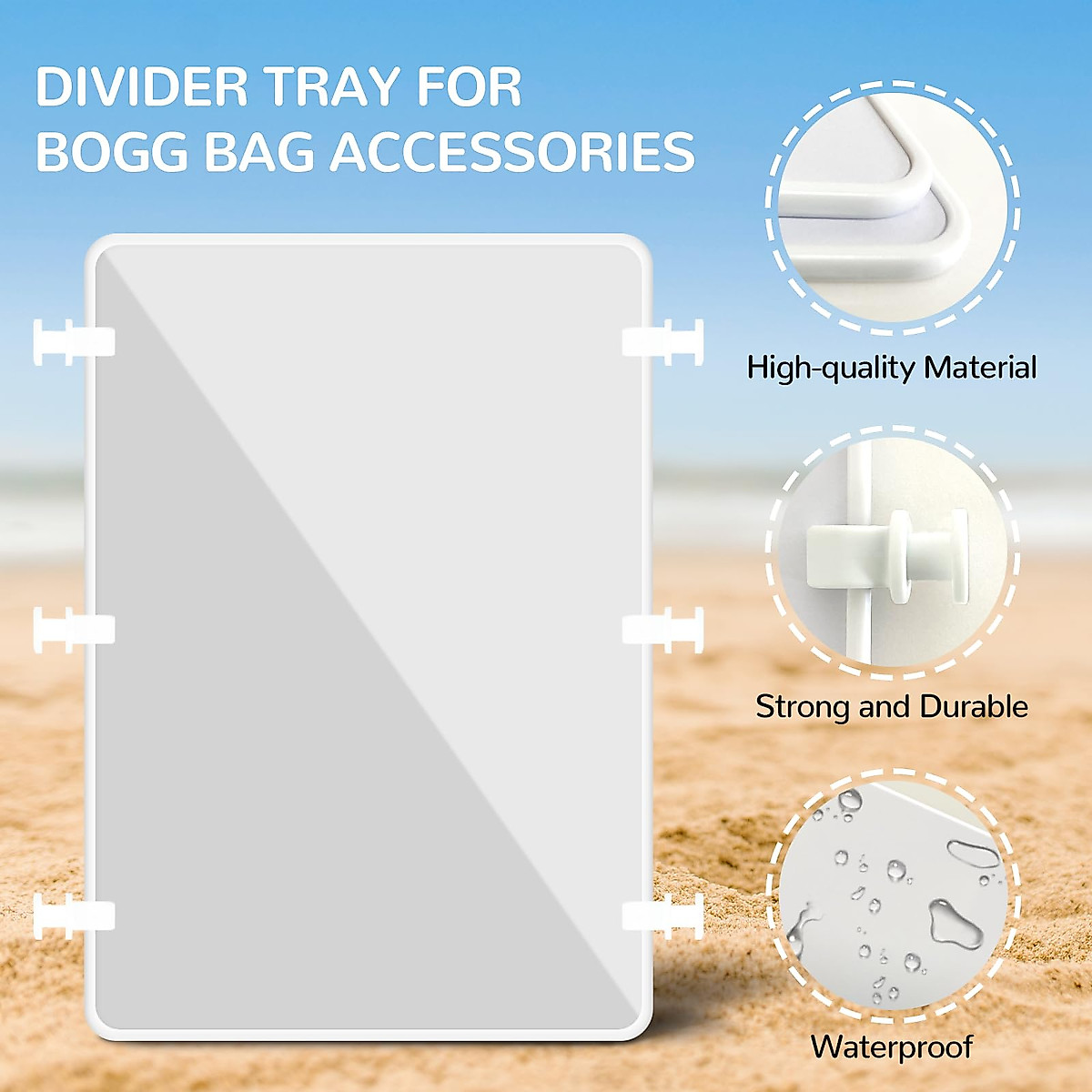 EXQUILEG 2PCS Divider Tray Fit for Bogg Bag Original X Large, Accessories Fit for Bogg Bag Inserts Tray for Simply Southern Beach Bag, Organizing your Bag and Divide Space(White)