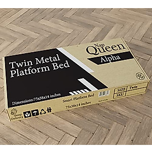 NapQueen Alpha New Metal Platform Bed Frame/Modular Design/Max Weight Capacity 1500 lbs/Heavy Duty/No Box Spring Required/Easy Assembly, Twin