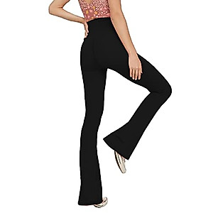 TOPYOGAS Women's Casual Bootleg Yoga Pants V Crossover High Waisted Flare Workout Pants Leggings Black