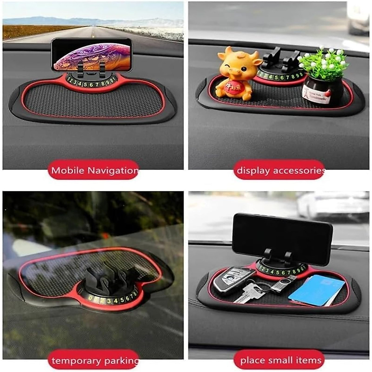 Flewsail Phone Mat, Flewsail Multifunction Car Anti-Slip Mat Auto Phone Holder, Silicone Car Phone Holder Pad Mat Dashboard Antislip Stand, Anti Skid Car Dashboard Sticky Pad (Black)