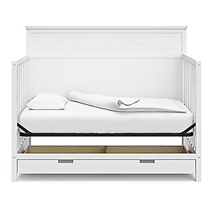 STORKCRAFT Homestead 5-in-1 Convertible Crib with Drawer (White) – GREENGUARD Gold Certified, Crib with Drawer Combo, Includes Nursery Storage Drawer, Converts to Toddler Bed and Full-Size Bed