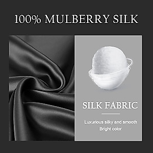 OLESILK Silk Body Pillowcase 20x54 Zippered: 100% Mulberry Silk for Hair and Skin, Breathable and Soft for Pregnant and Family, Black