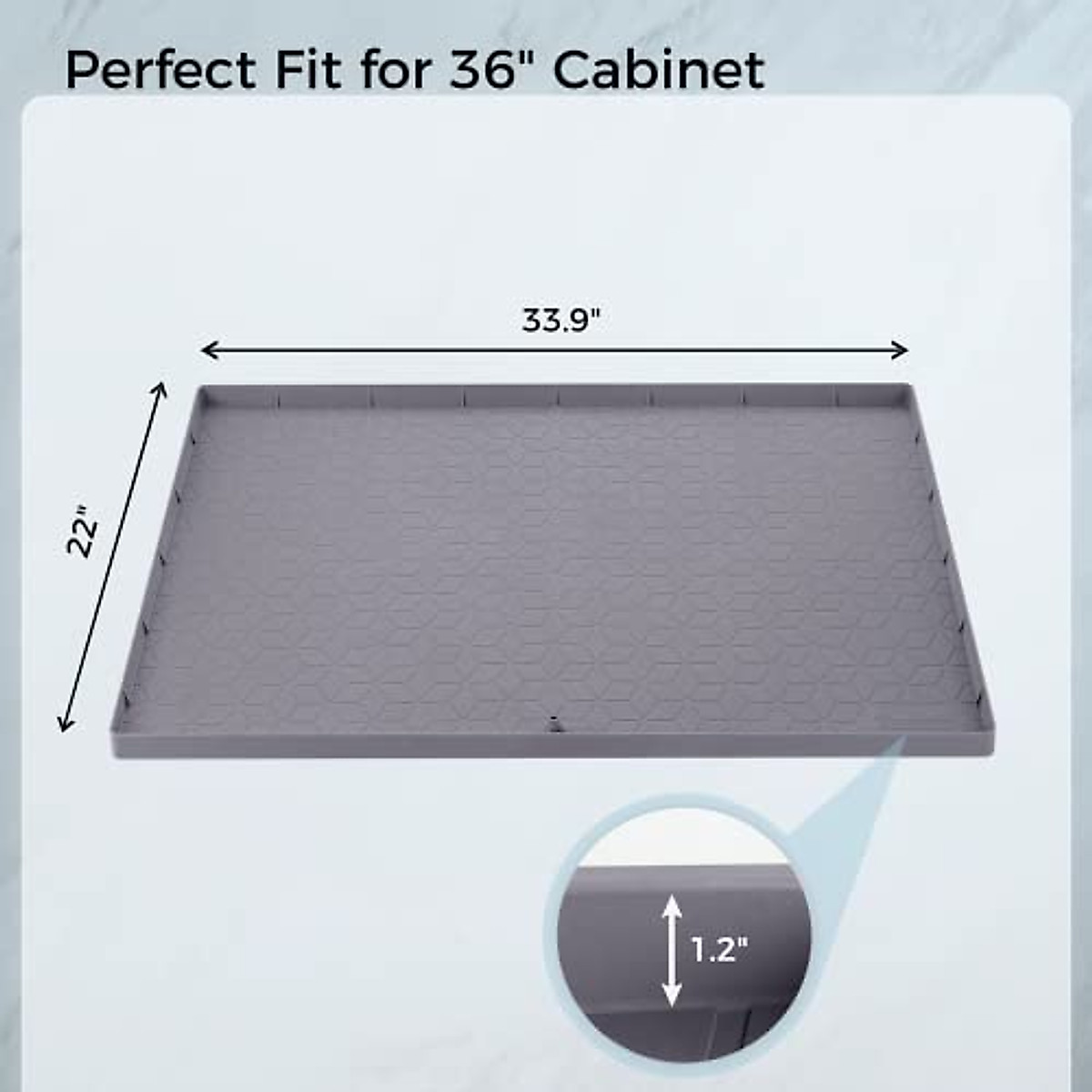 Waterproof Under Sink Mat for 36"Cabinet, Flexible Silicone Cabinet Protection Mat, Under Sink Tray, Drips Leaks Spills Protector, 35x22"Cabinet Liner for Kitchen, Bathroom