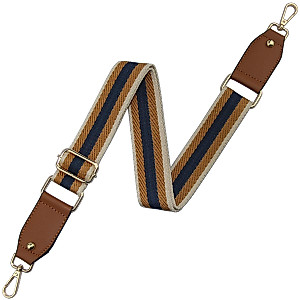 Duwi Wide Purse Strap Jacquard Guitar Style Strap Multicolor Canvas Adjustable Crossbody Bag Strap(Brown,Purplish Blue)