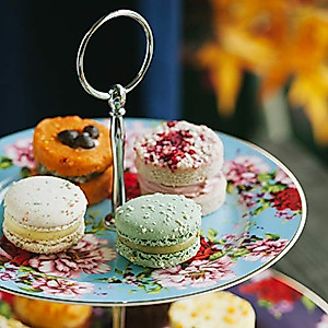 BTaT - Floral 2 Tier Round Porcelain Cupcake Stand, 2Tier Serving Tray, Dessert Stands, Tea Party Supplies, Party Table Decoration, Dessert Display Stands, Cookie Trays for Parties