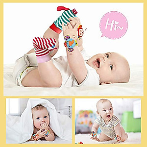 LAMMAZ Baby Soft Rattle, Wrists Rattles Rattle Socks Foot Finders Soft Development Toys, Hand Ankle Play Item for Newborn Babies Boy and Girl