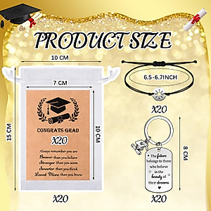 Junkin 20 Pack Graduation Bracelet Gift for Her Him Graduation Keychain Class of 2024 Student Compass Bracelet College School(Congrats Grad)