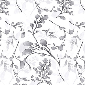 Orainege Gray Floral Wallpaper Peel and Stick Wallpaper Self Adhesive Floral Contact Paper Waterproof 17.7 inch×118.1inch Removable Wallpaper for Bedroom Bathroom Cabinets Decor