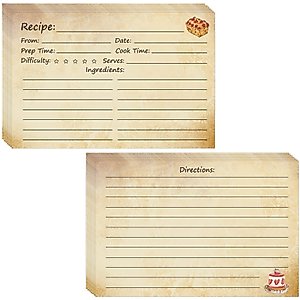 Recipe Cards 4 x 6" Double-Sided 70 pcs for Gifts Bridal Shower Wedding Housewarming Kitchen Fit with Recipe Binder Recipe Box