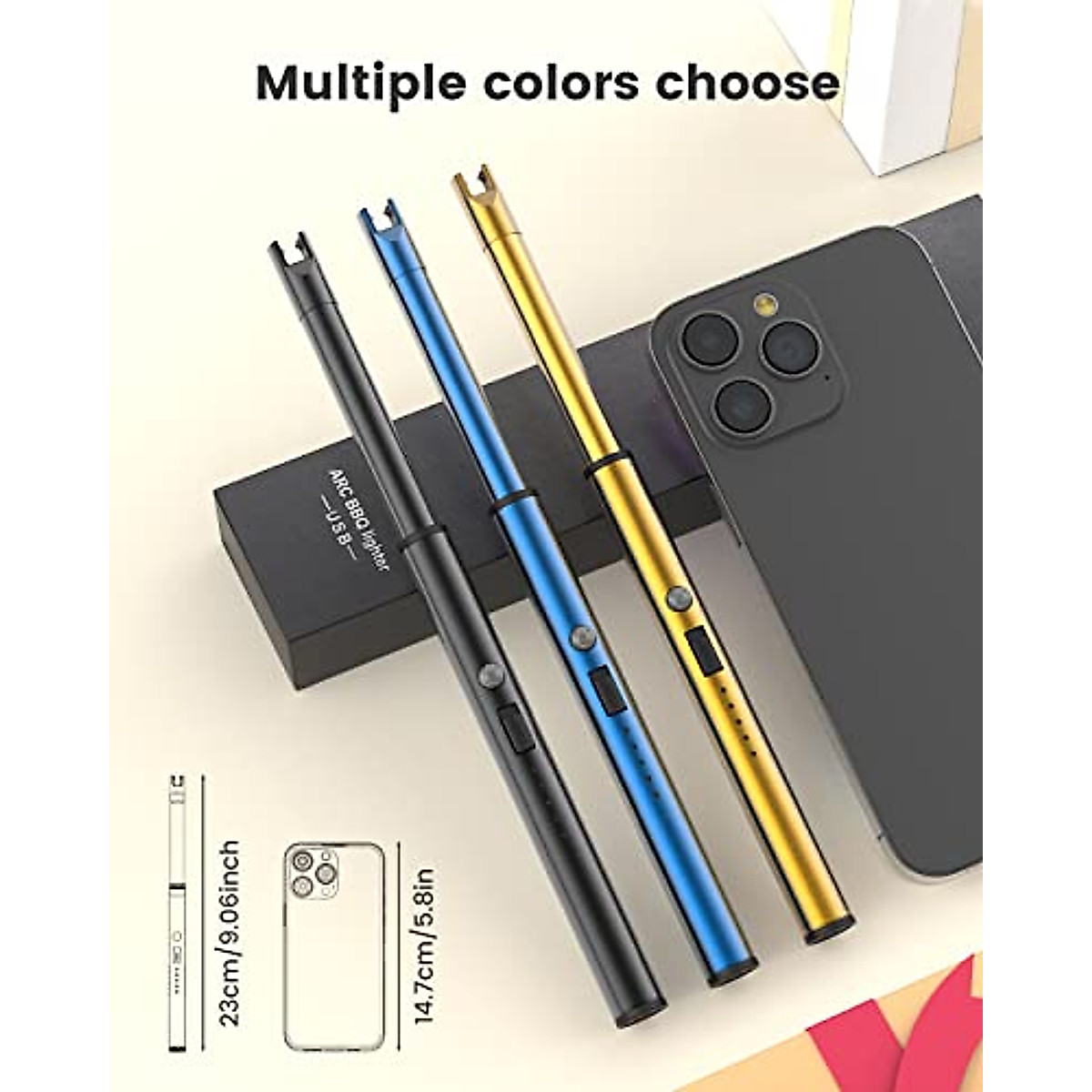 Plasma Arc Electric Lighter - Rechargeable Long Neck, Windproof Flame-Less Lighter for Candle, Firework, Camping, Grill, Gas Stove, Kitchen