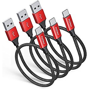 eyjiew USB C Cable 1.5FT [3Pack], Short USB A to Type C Charger Cord 3A Fast Charging Braided for iPhone 15 Pro Max Plus, Samsung Galaxy S22 S21 S20 S10 Ultra, A71 A72 A70 A80 A90, Pixel 8 8pro 7 6 5a