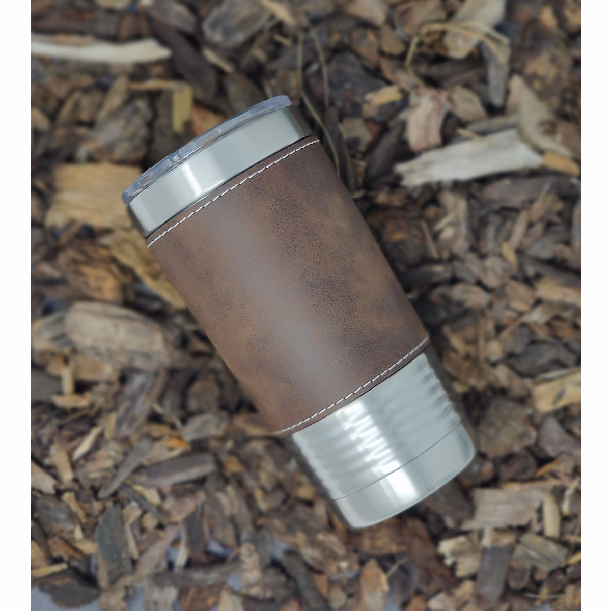 LaserGram 20oz Vacuum Insulated Tumbler Mug, Scorpion, Personalized Engraving Included (Faux Leather, Baseball Style)