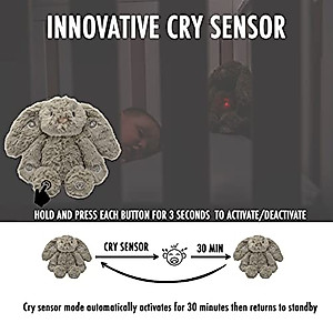 Gemma Joy Bedtime Bunny Baby Soother with Cry Activated Sensor, Plush Stuffed Animal for Newborn Infants, Calming Light, Lullaby Music, White Noise, Shhusher and Mother’s Heartbeat