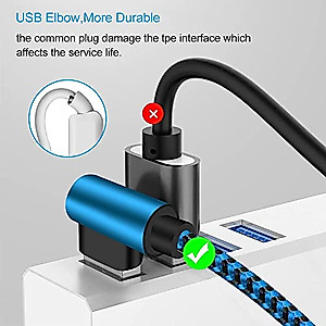 finekeep iPhone Charger Cable 10FT 3 Pack 90 Degree Lightning Cable MFi Certified Nylon Braided Right Angled Lightning Charging Cable for iPhone 12/11/11 Pro/XS Max/XR/X/8/7/6 (Blue Black)