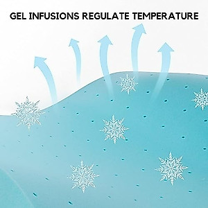 Marsail 3 Inch Memory Foam Mattress Topper, Cooling Gel Ventilated Design, Bed Topper with CertiPUR-US Certified, Queen, Blue