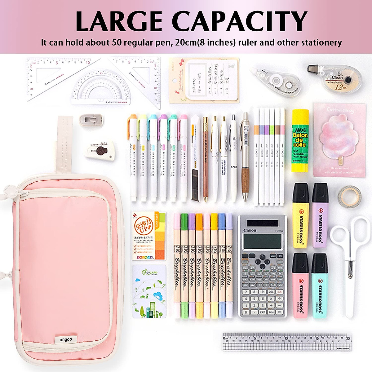 Big Capacity Pencil Cases Multi Compartment Pencil case Pencil Pouch Aesthetic Large for Girls Women, Portable Pencil case with Handle, Stationery Organizer Pen Bag with Zipper for College School Office