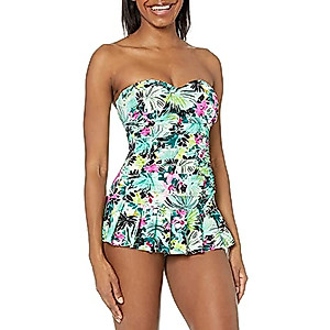 Profile by Gottex Women's Standard Beautiful Day Bandeau Swimdress, Multi/Grn, 44