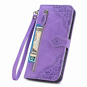 DAMONDY for BLU View4 Zipper Wallet Case,BLU View 4 B135DL Case,Premium Magnetic Closure Stand Function Folio PU Leather Flip Cover Inner Soft TPU Case for BLU View 4 B135DL -Purple